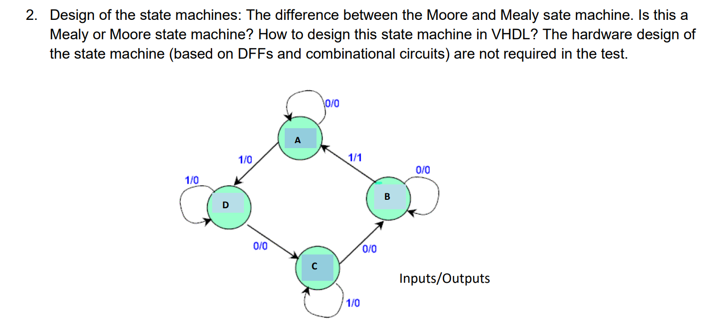 Solved 2. Design of the state machines: The difference | Chegg.com