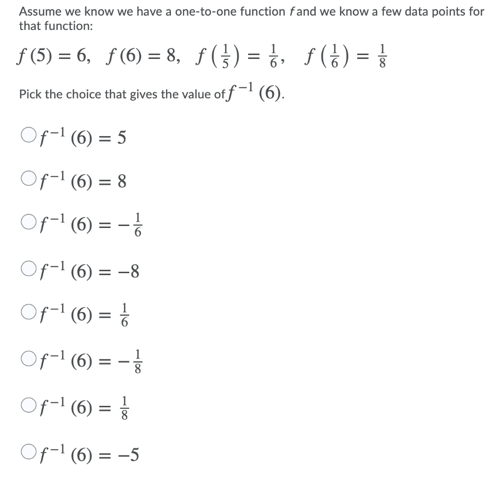 Solved Assume we know we have a one-to-one function fand we | Chegg.com