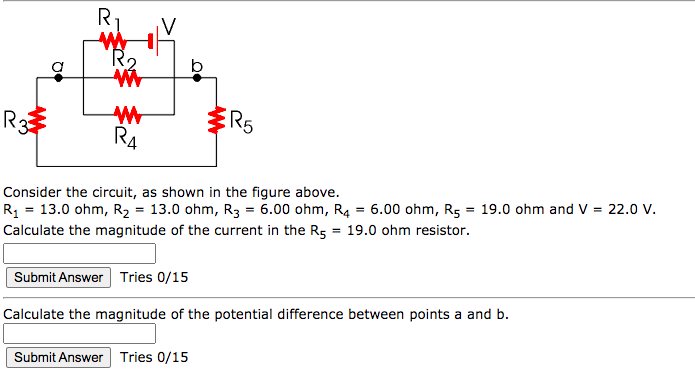 Solved R V a R2 b R3 w R5 R4 Consider the circuit, as shown | Chegg.com