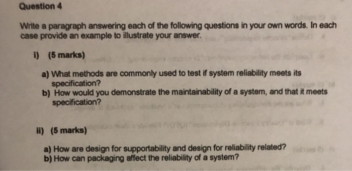 Solved Question 4 Write a paragraph answering each of the | Chegg.com
