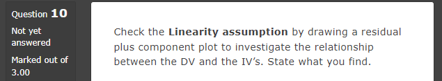 Check the Linearity assumption by drawing a residual | Chegg.com