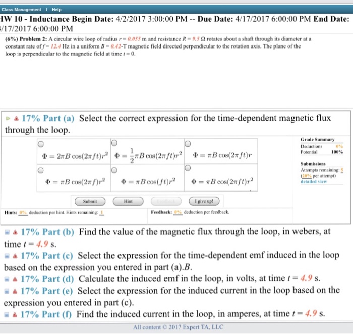 Solved Class Management I Help w 10 Inductance Begin Date: | Chegg.com