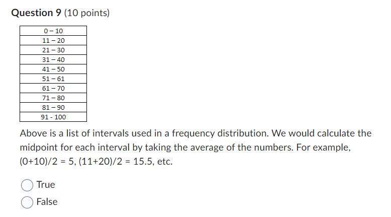 Solved Question 9 (10 points) Above is a list of intervals | Chegg.com