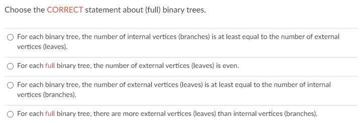 Solved Choose the CORRECT statement about (full) binary | Chegg.com