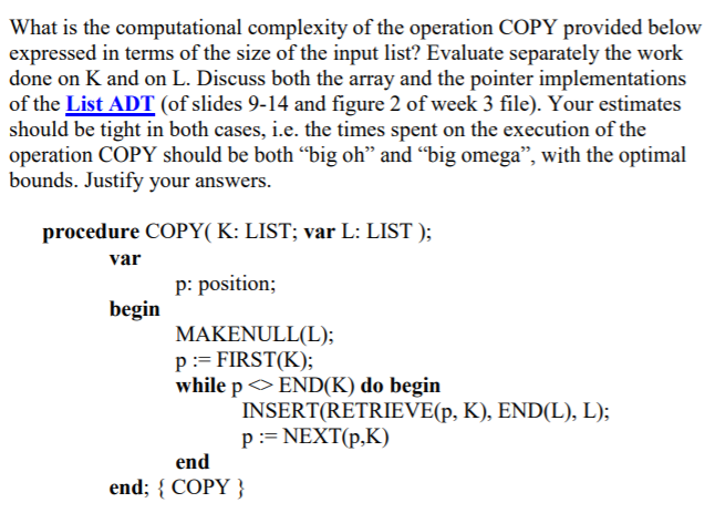 Solved What is the computational complexity of the operation | Chegg.com