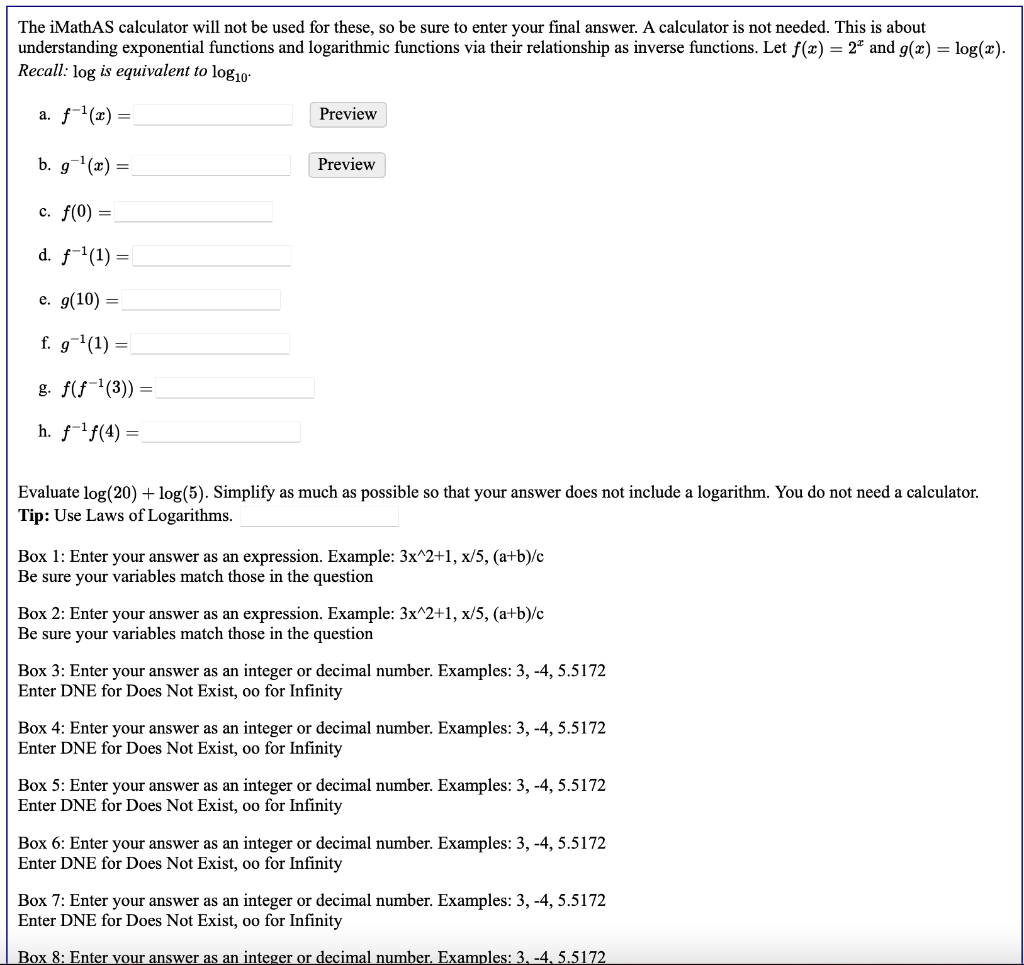 Solved The iMathAS calculator will not be used for these, so | Chegg.com