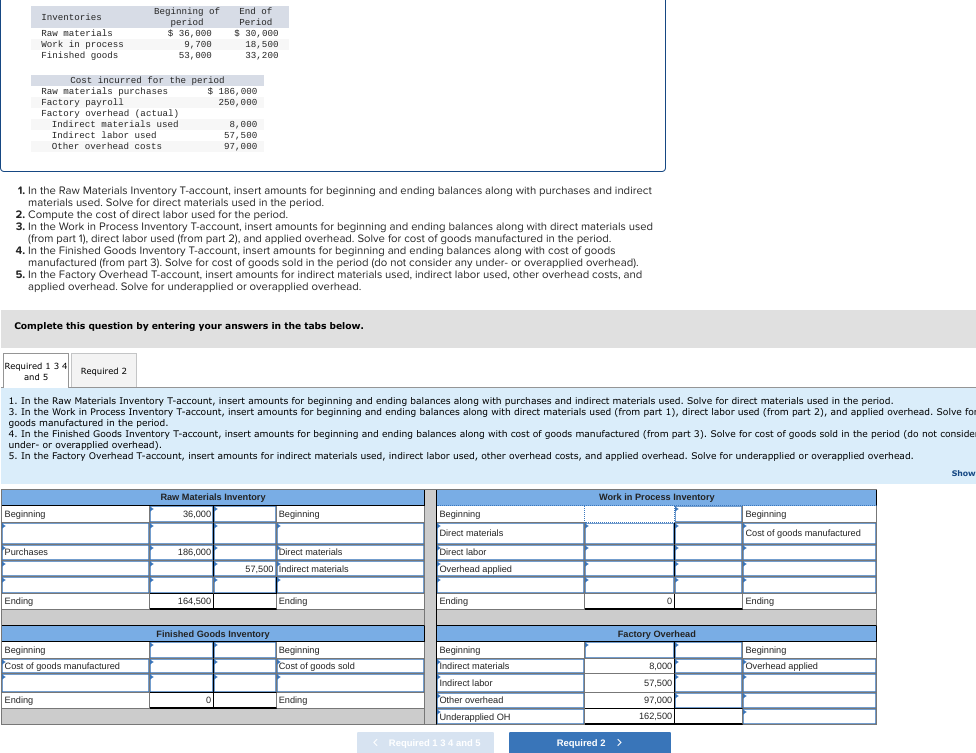 Solved In the Raw Materials Inventory T-account, insert | Chegg.com