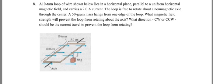 Solved 8. A10-turn loop of wire shown below lies in a | Chegg.com