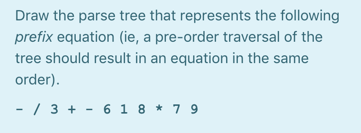 Solved Draw the parse tree that represents the following | Chegg.com