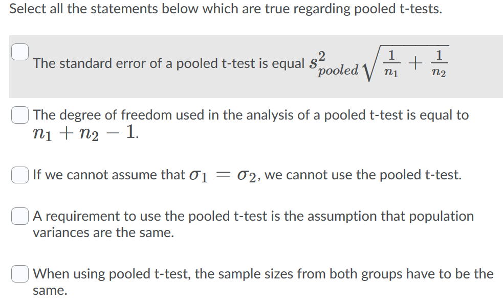 Solved Select all the statements below which are true | Chegg.com