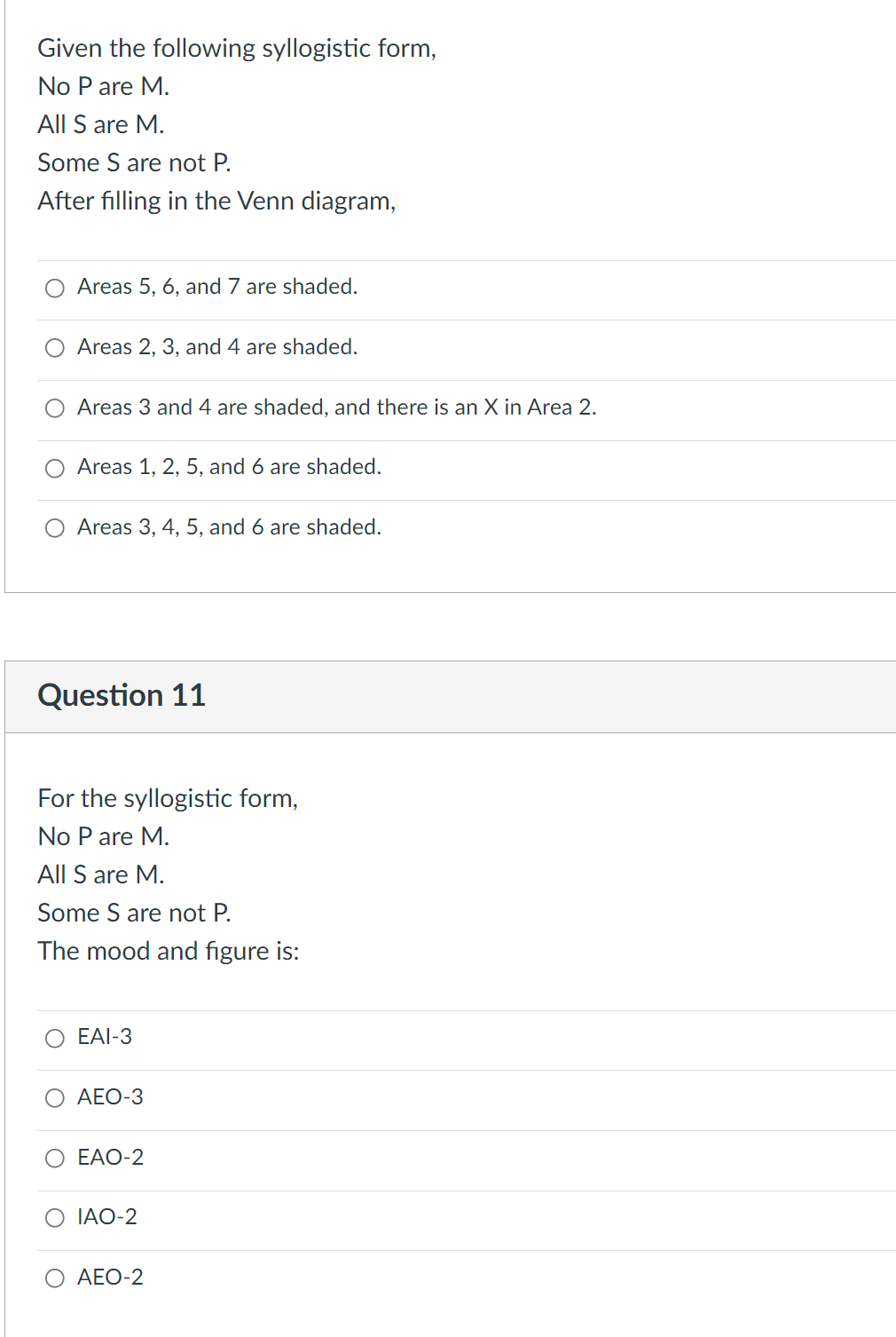 Given the following syllogistic form, No P are M. All | Chegg.com
