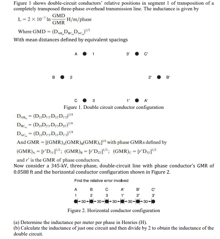 Solved Figure 1 shows double-circuit conductors' relative | Chegg.com