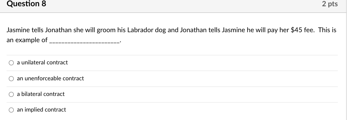 Solved Jasmine tells Jonathan she will groom his Labrador | Chegg.com