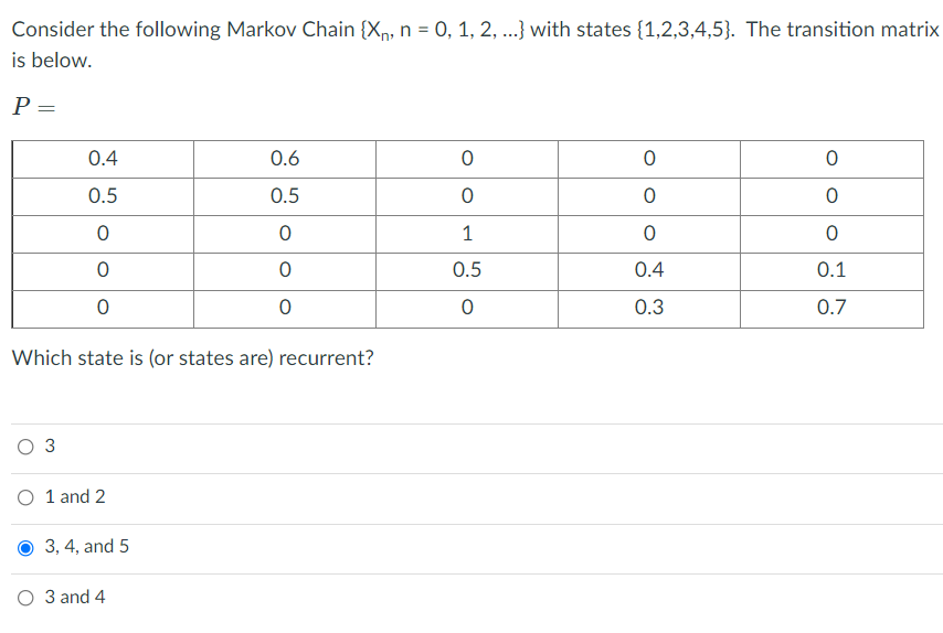 Solved Consider the following Markov Chain {Xn, n = 0, 1, 2, | Chegg.com