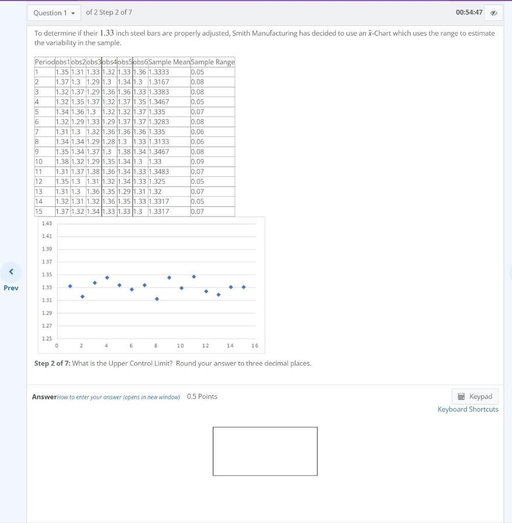 Solved To determine if their 1.33 inch steel bars are | Chegg.com