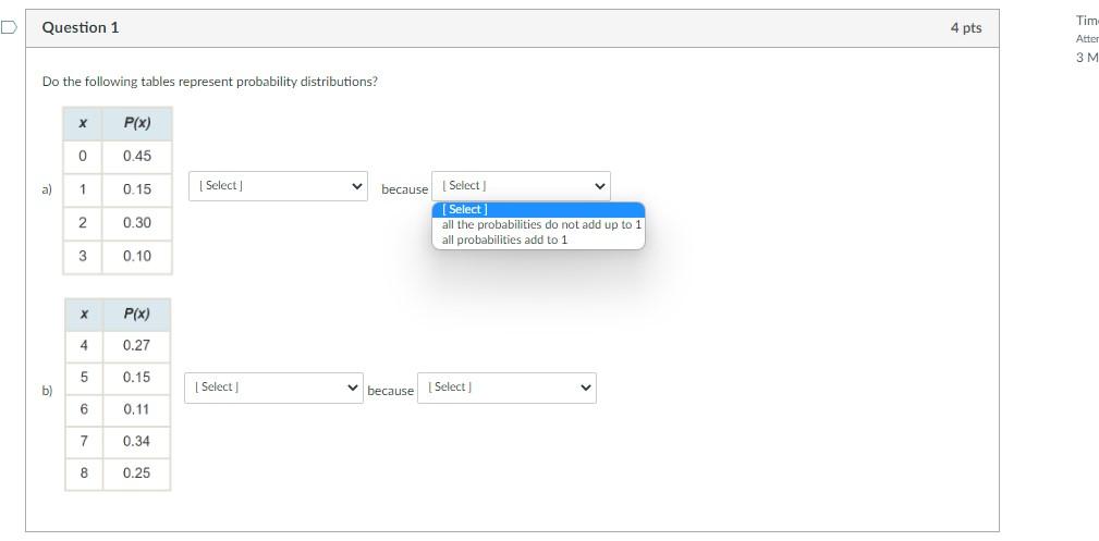 Solved Do the following tables represent probability | Chegg.com