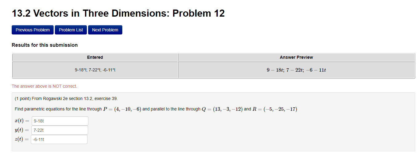 Solved 13.2 Vectors in Three Dimensions: Problem 12 Results | Chegg.com