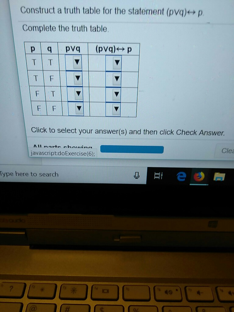 Solved Construct a truth table for the statement (pvq) p | Chegg.com