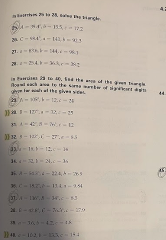 Solved In Exercises 25 to 28, solve the triangle. 25. | Chegg.com