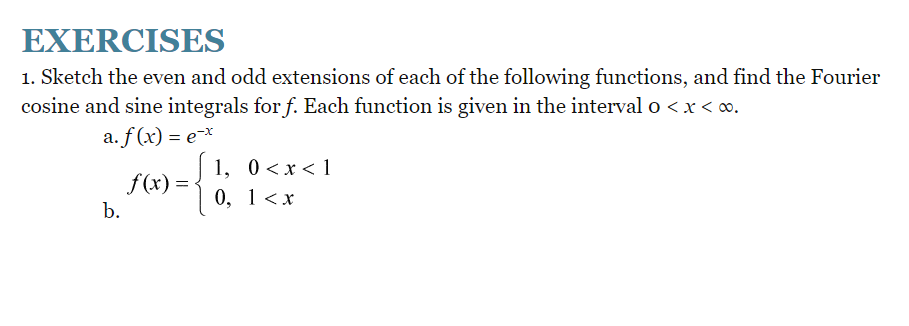 Solved EXERCISES 1. Sketch the even and odd extensions of | Chegg.com