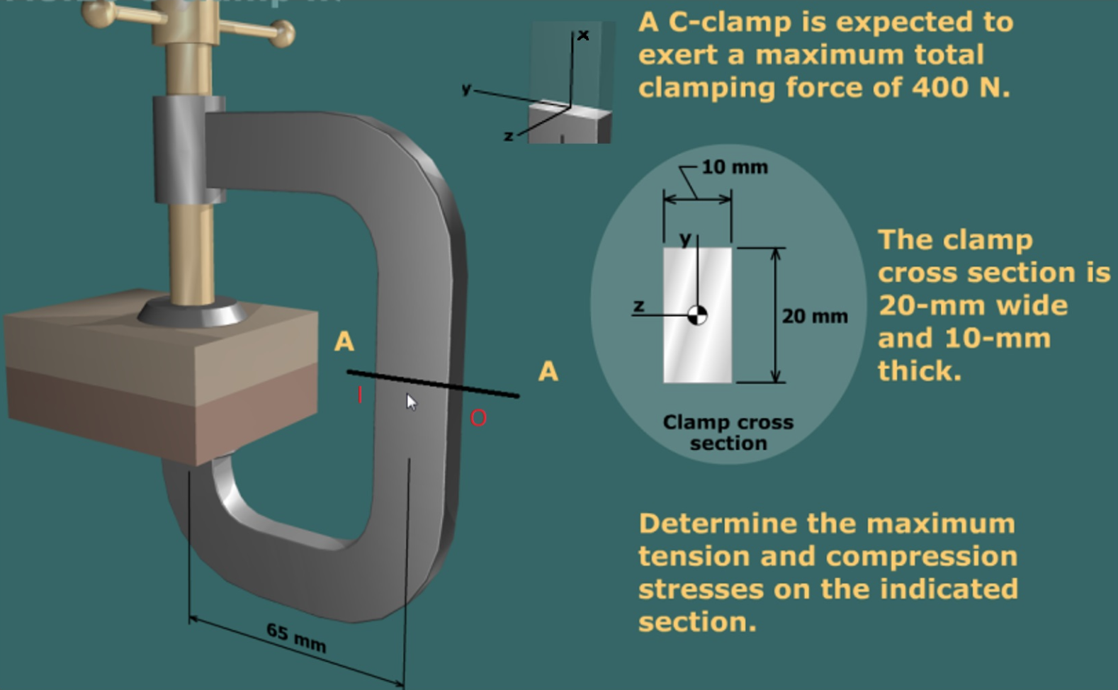 Solved Draw FBD of C-Clamp of cut x-section at AA and | Chegg.com