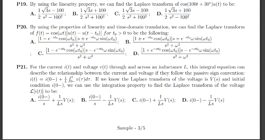 Solved P19. By using the linearity property, we can find the | Chegg.com