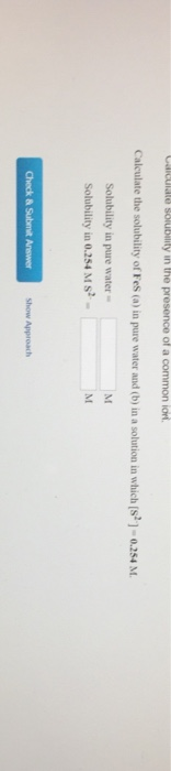 Solved Calculate the solubility of FeS (a) in pure water and | Chegg.com