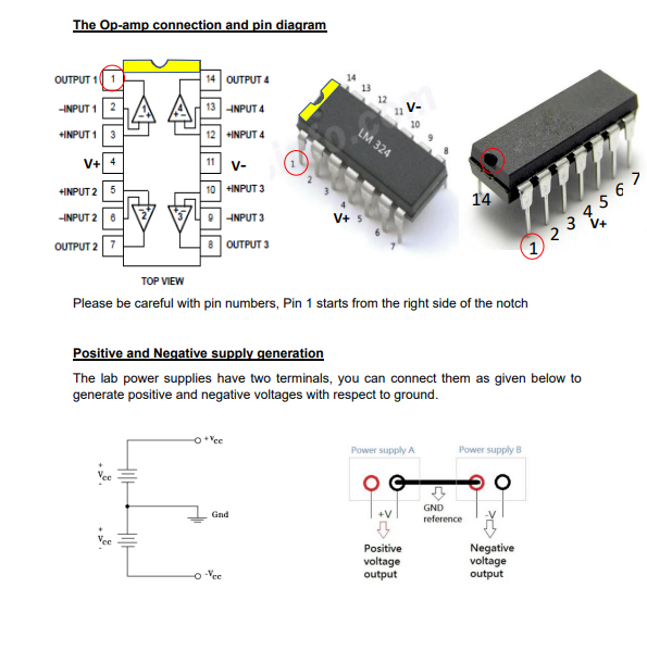 The Op-amp connection and pin diagram Please be | Chegg.com