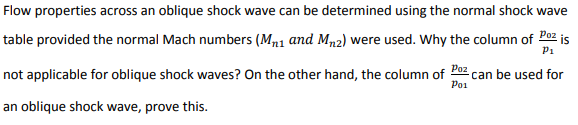 Solved Flow properties across an oblique shock wave can be | Chegg.com