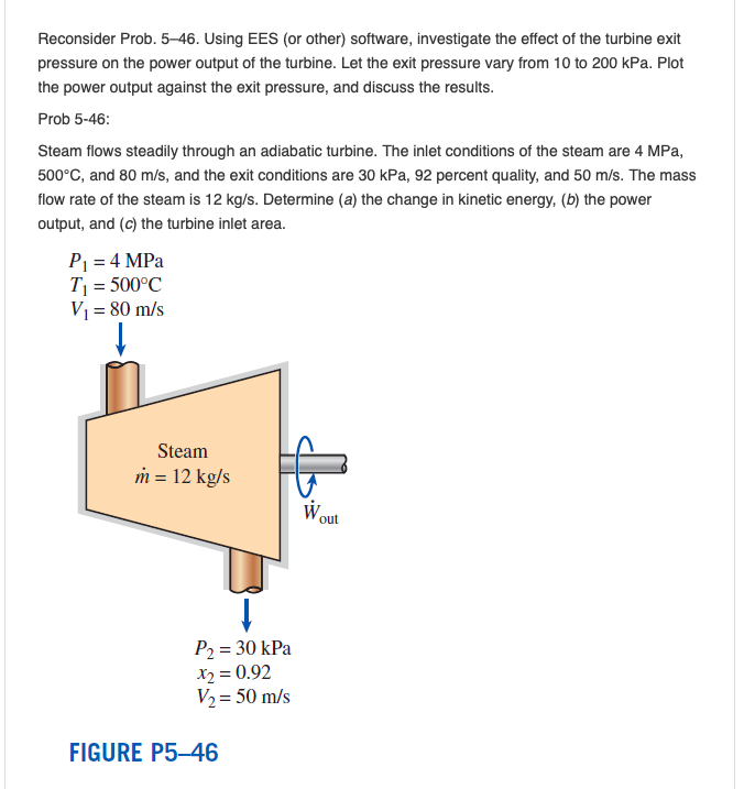 Solved Reconsider Prob. 5-46. Using EES (or other) software, | Chegg.com