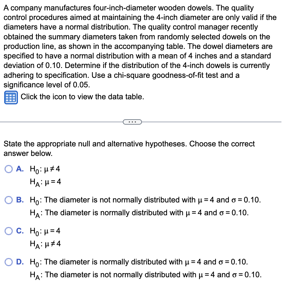 Solved A company manufactures four-inch-diameter wooden | Chegg.com