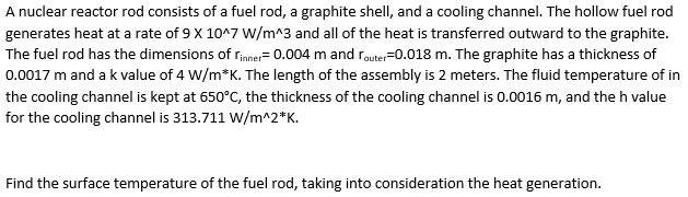 Solved A nuclear reactor rod consists of a fuel rod, a | Chegg.com