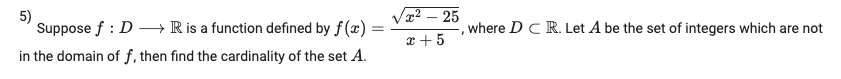 Solved 5) Suppose f:D R is a function defined by | Chegg.com