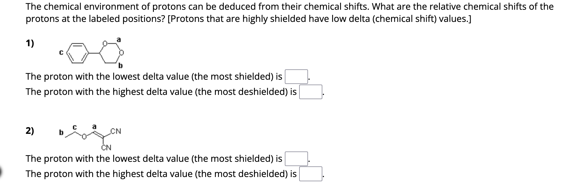 Solved The chemical environment of protons can be deduced | Chegg.com