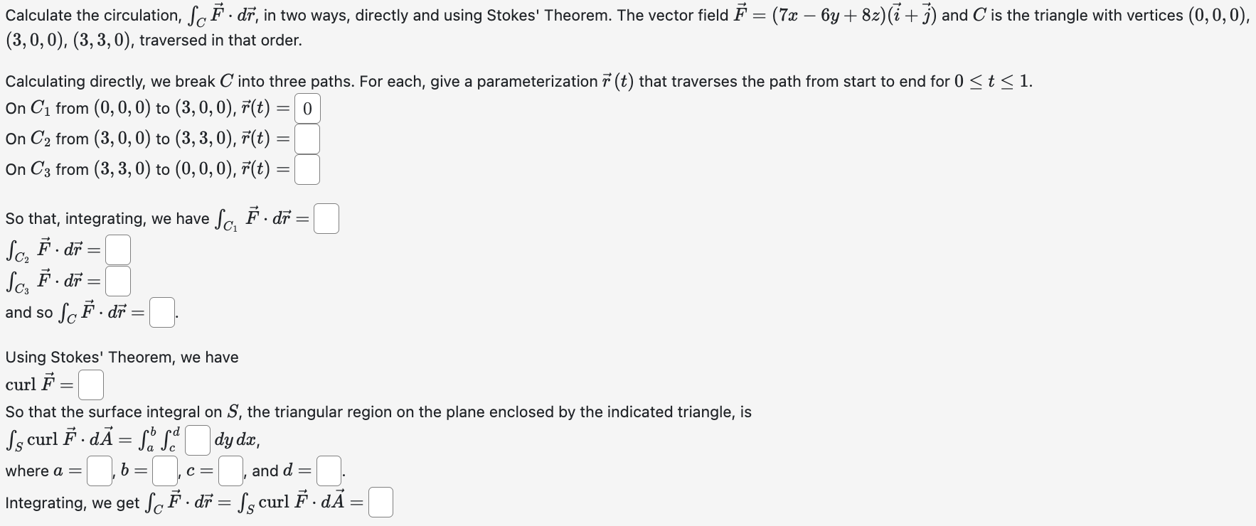 Solved Calculate the circulation, ∫CF⋅dr, in two ways, | Chegg.com