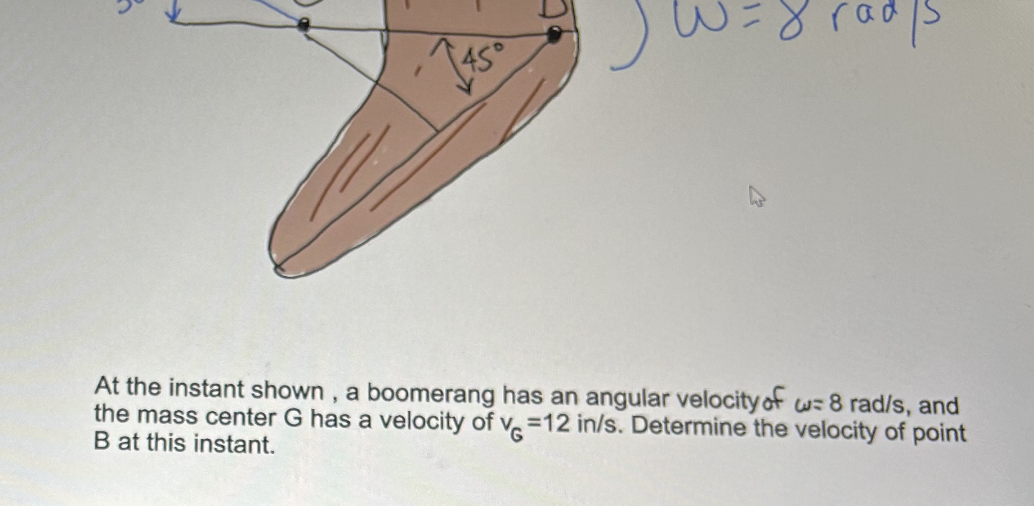 Solved At the instant shown, a boomerang has an angular | Chegg.com