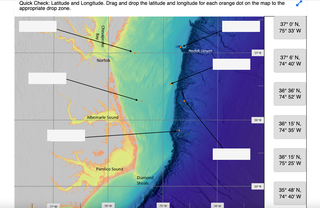 Solved Quick Check: Latitude and Longitude. Drag and drop | Chegg.com