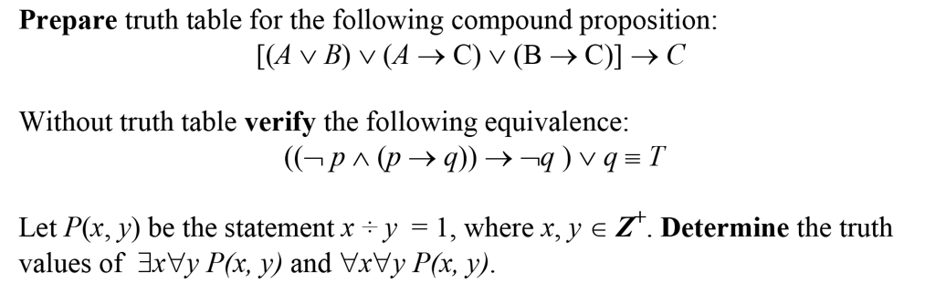 Solved Prepare truth table for the following compound | Chegg.com