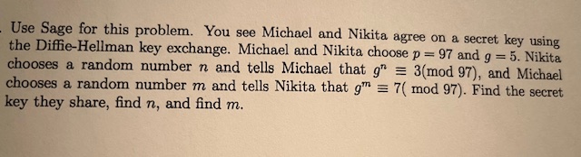 Solved p=97 ﻿ please show all work in ﻿Sage (not ﻿python) | Chegg.com