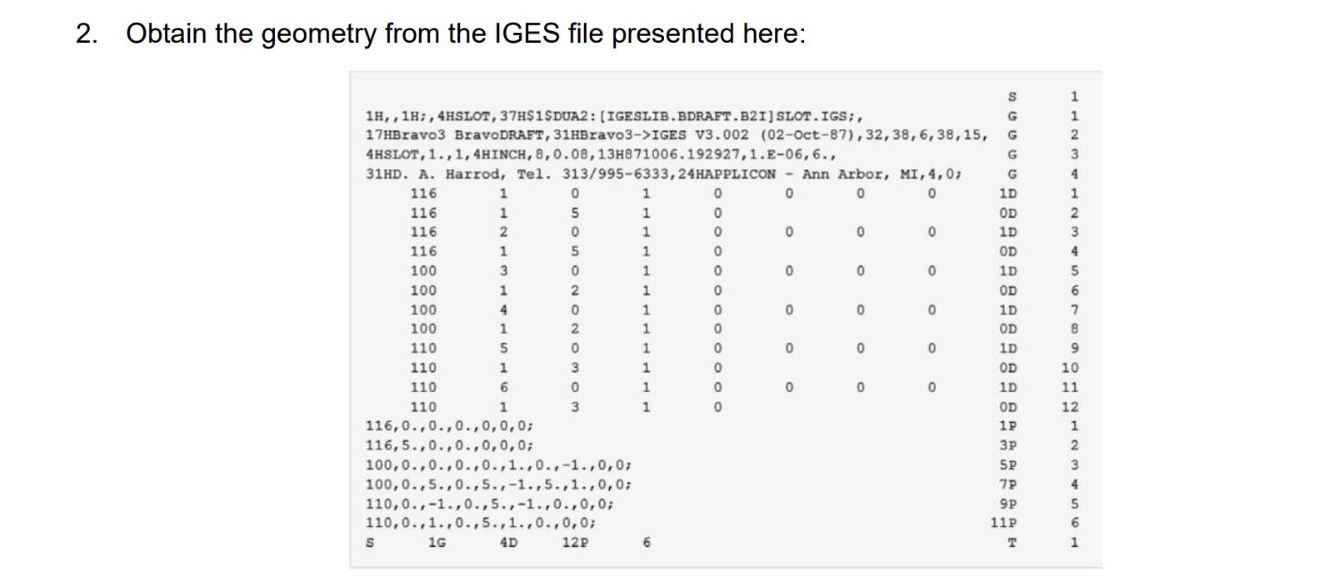 Solved 2. Obtain the geometry from the IGES file presented | Chegg.com