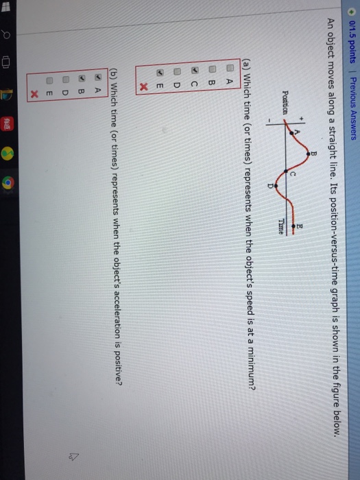 Solved 0 1 5 Points Previous Answers An Object Moves Along