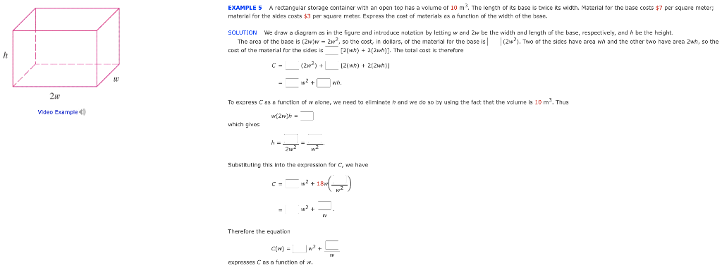Solved EXAMPLE 5 A rectangular storage container with an | Chegg.com