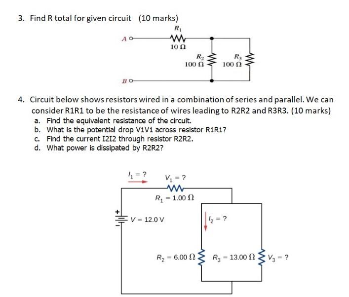 Solved 3. Find R total for given circuit (10 marks) R w 10 Ω | Chegg.com