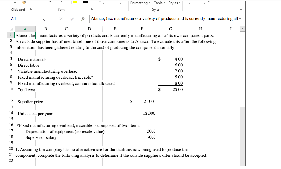 Solved 4 1 Formatting Table Styles Styles Clipboard Г Font | Chegg.com