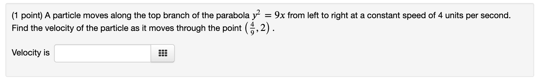 Solved (1 point) A particle moves along the top branch of | Chegg.com