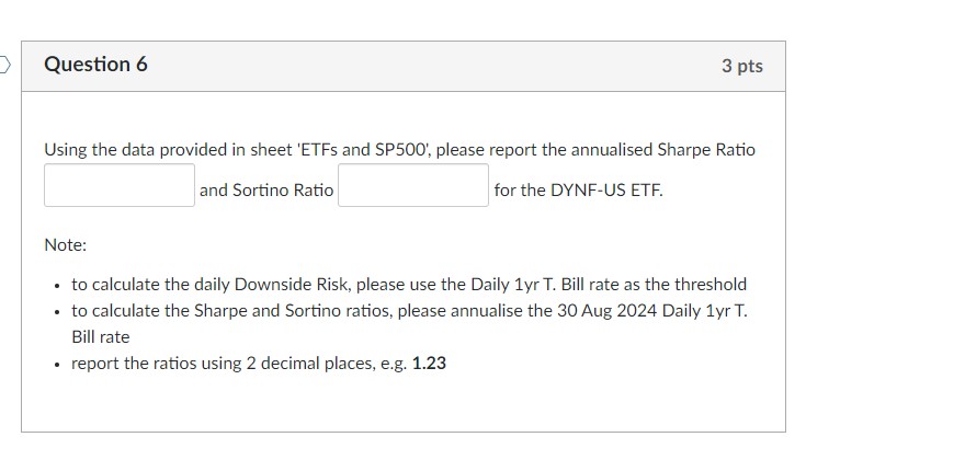 Solved Question 6Using the data provided in ﻿sheet 'ETFs and | Chegg.com