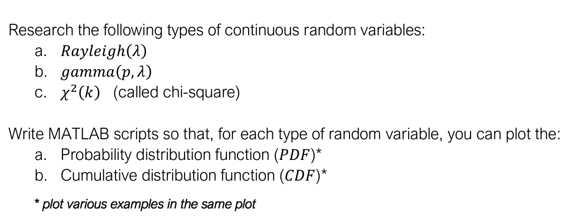 Solved Research the following types of continuous random | Chegg.com
