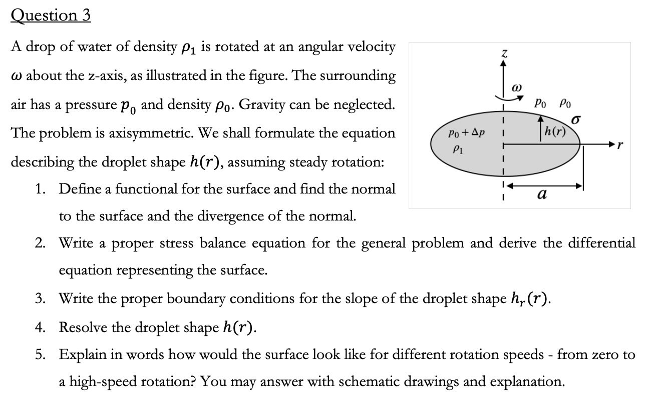 Solved A drop of water of density p_1 is rotated at an | Chegg.com