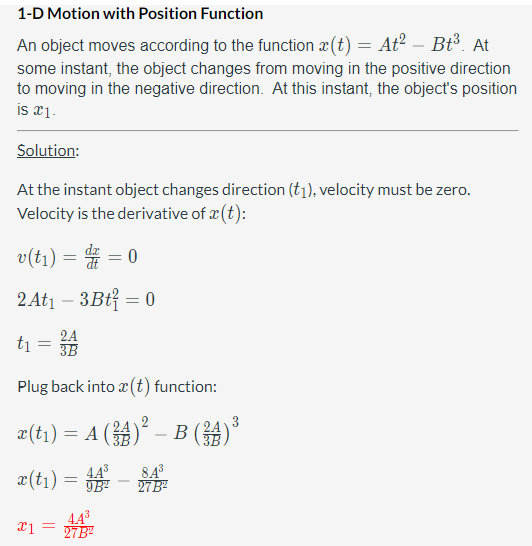Solved 1-D Motion with Position Function An object moves | Chegg.com
