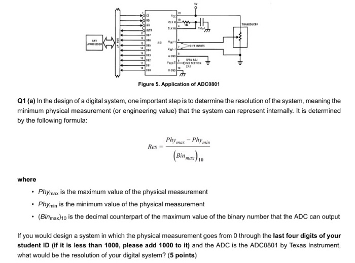 Solved DENO Figure 5. Application of ADC0801 Q1 (a) In the | Chegg.com